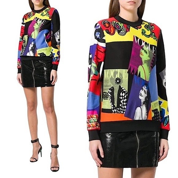 Versace | Sweaters | Rare Versace 991 Tribute Multicolor Vogue Print ...